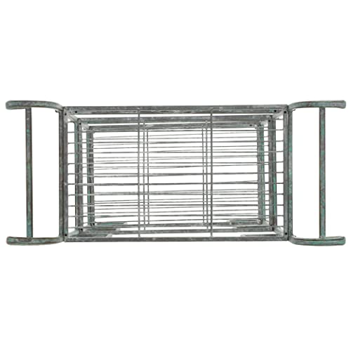 SAFAVIEH Outdoor Collection Noreen Victorian Scroll Antique Dark Green Wrought Iron 3-Tier Shelf