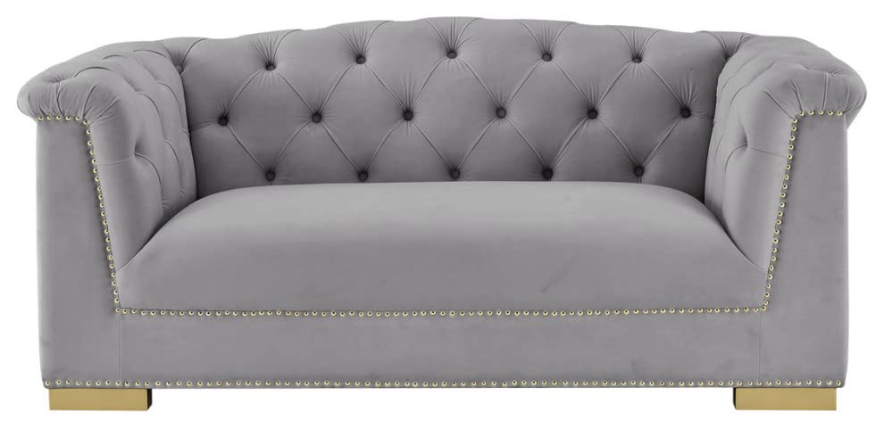 TOV Furniture Farah Grey Velvet Loveseat