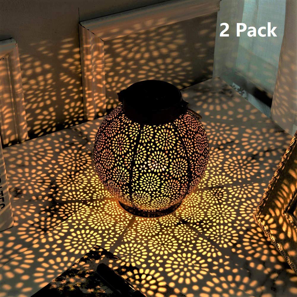 EXCMARK 2 Pack Solar Lanterns Outdoor Hanging Lights Decorative, Solar Outdoor Decorations for Patio Garden Yard Porch and Tabletop.