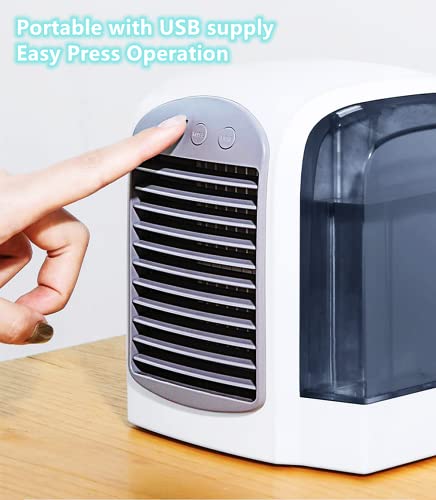 Mini Personal Air Cooler, USB Compact Coolers, Portable Fan Cooler with water tank, for Home Office Bedroom Garden Outdoors, Eco Friendly (pink)