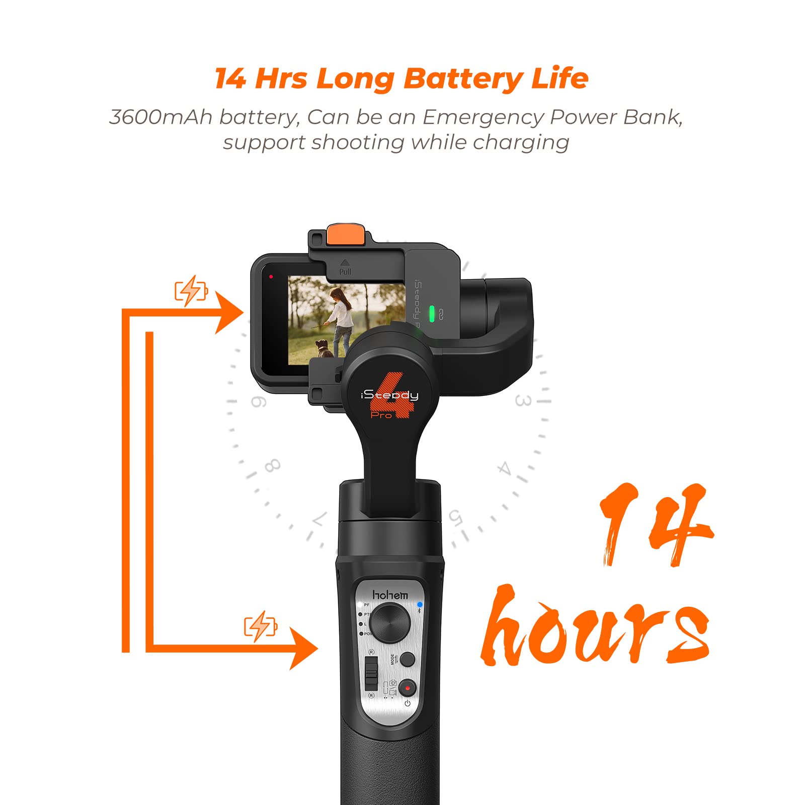 Gimbal Stabilizer for GoPro Action Camera, Hohem iSteady Pro 4, 3 Axis Handheld Gimbal Tripod Splash Proof Quick Clamping for GoPro10/9/8/7/6/5/4/3, DJI Osmo Action, Insta 360 One R (4K Version)