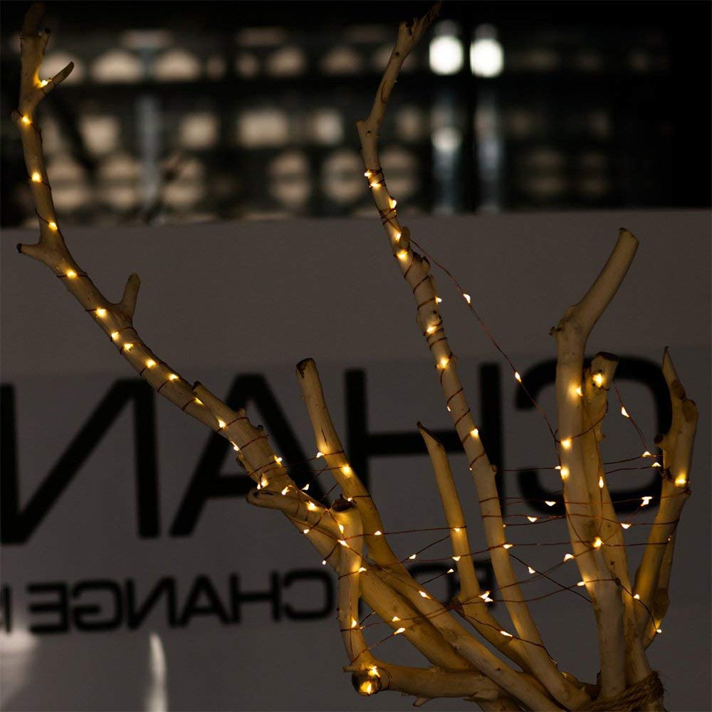 ErChen Solar Powered Copper Wire Led String Lights, 33FT 100 LEDs Waterproof 8 Modes Decorative Fairy Lights for Outdoor Christmas Garden Patio Yard (Warm White)