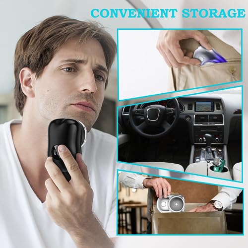 Mini Shave Portable Electric Shaver: Upgrade Electric Razor with LCD Screen Powerful Storm Shaver for Men Pocket Size USB Rechargeable Shaver Easy One-Button Use for Home Car Travel (Green)