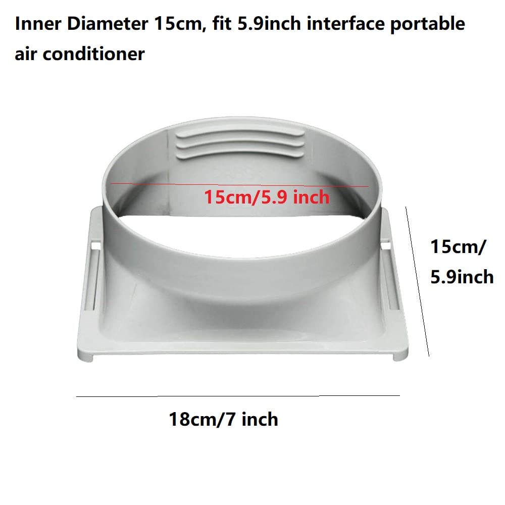 Exhaust Duct Interface, 5.9inch Dia Exhaust Duct Hose Adapter Connector for Portable Air Conditioner (Square Interface)