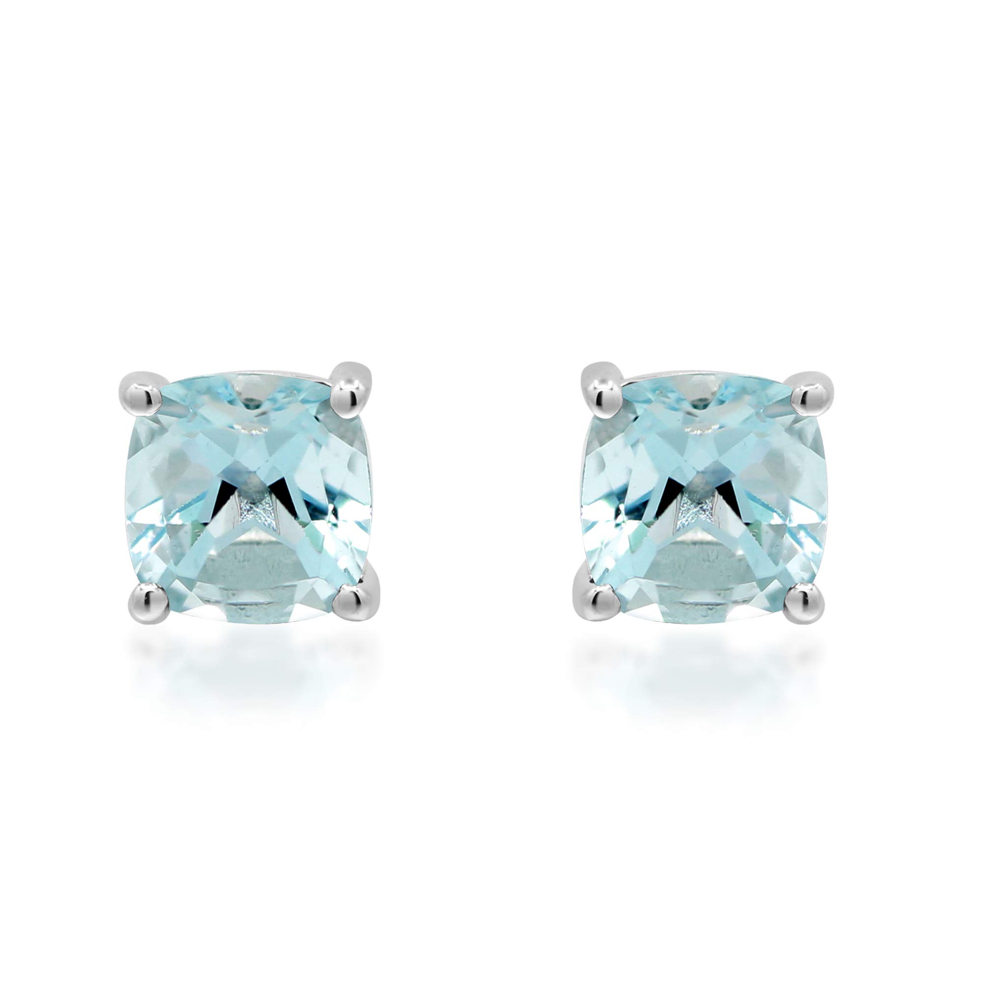 Gin & Grace 14K White Gold Natural Aquamarine Earring for Women