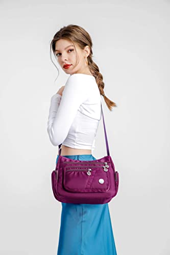 Gladdon Nylon Small Crossbody Bags for Women Multiple Pockets Shoulder Purses Ladies Satchel Purse with Adjustable Strap Blue