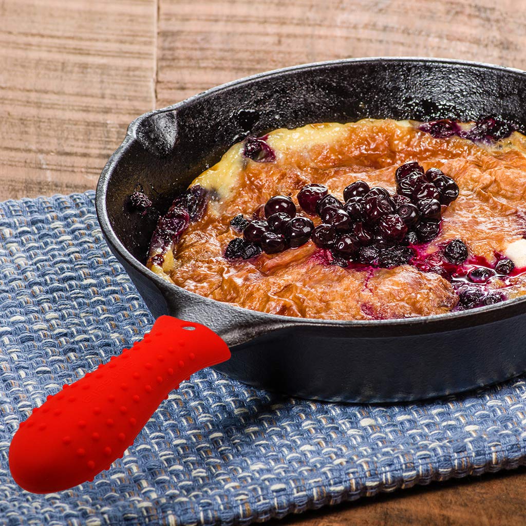 Sunsella Silicone Cast Iron Potholder Set - Hot Handle Holder with 2 x Pan Scrapers & Silicone Hot Pad