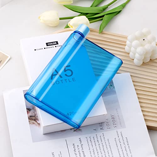 Reusable Slim Flat Water Bottle 420ml Portable - Fits in Pocket &Random Corner.Portable Cup for School,Sports, Travel, Dining Time