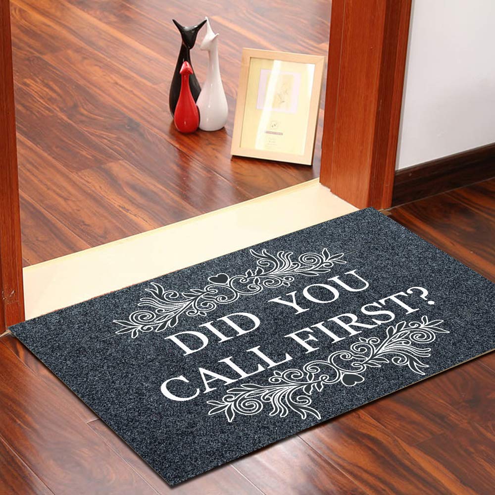 Funny Doormat Custom Indoor Doormat -Did You Call First Home and Office Decorative Entry Rug Garden/Kitchen/Bedroom Mat Non-Slip Rubber 23.6 x15.7 Inch Multi