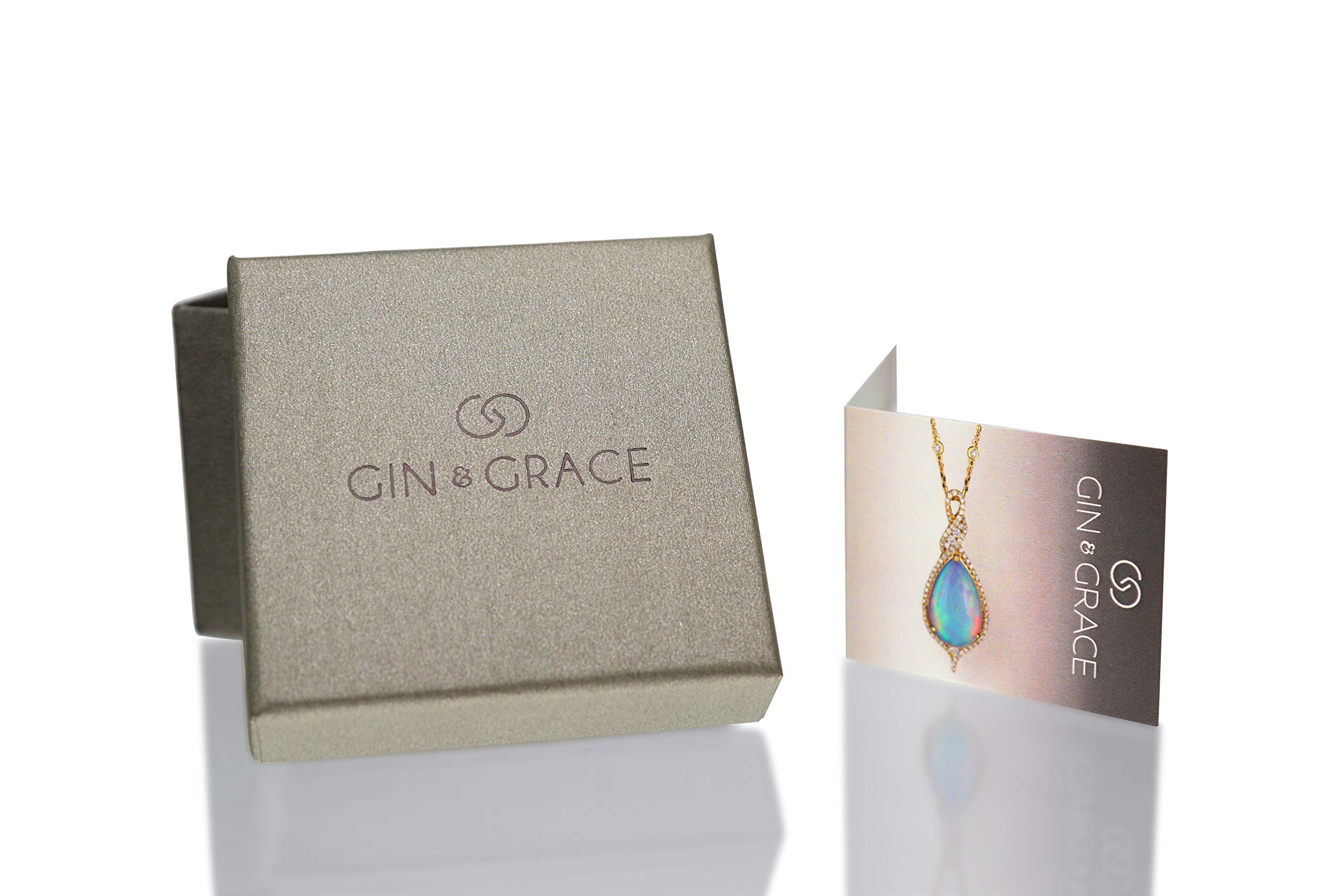 Gin & Grace women's 14K White Gold With Natural Blue Sapphire &Natural Diamond (I1) Ring TW3319R-BS-9 9