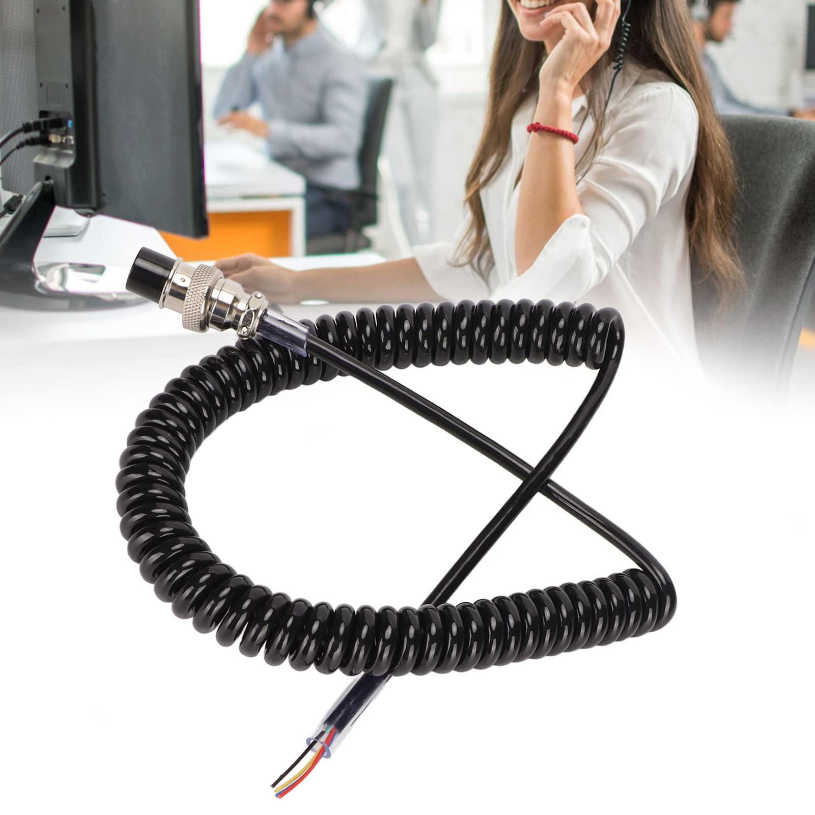 GOWENIC CB/HAM Radio Microphone Cable Replacement, Handy Extension Microphone Cord with Prewired 4 Pin Connector, Radio Transceiver Equipment Microphone Reinforced Cable, Extendable 180cm/70.8in