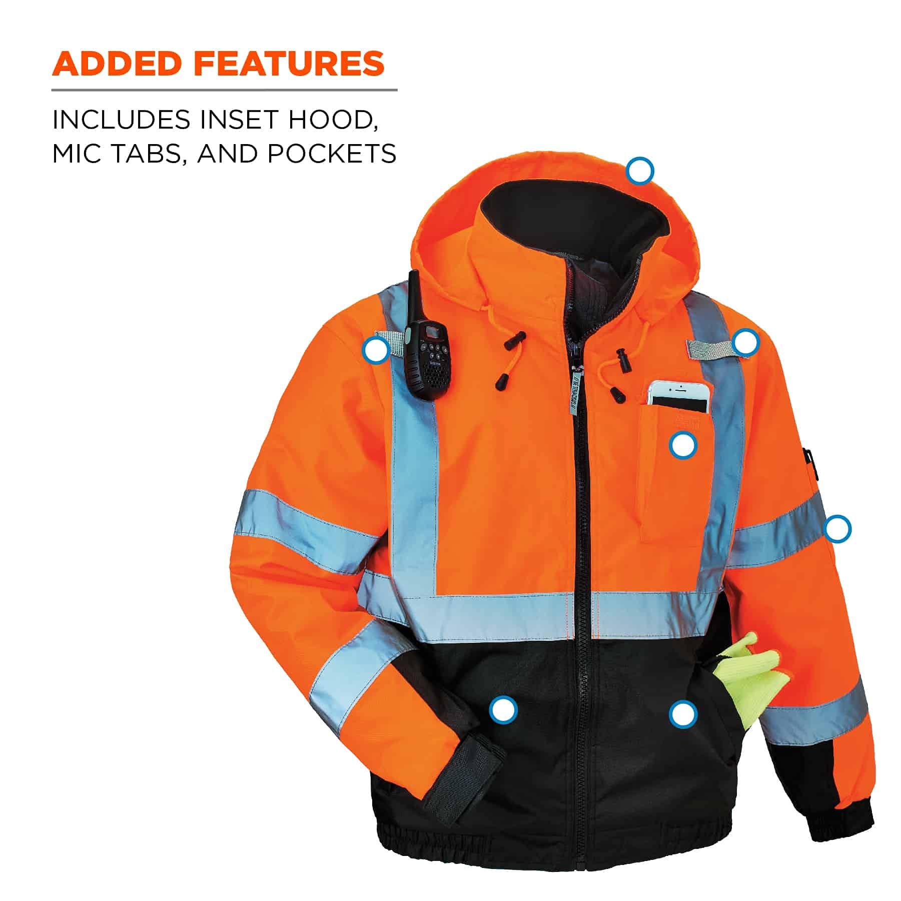 Ergodyne unisex adult High Visibility ,Reflective Quilted Insulation, Class 3, Type Hi Vis Winter Bomber Jacket, Orange, Large US
