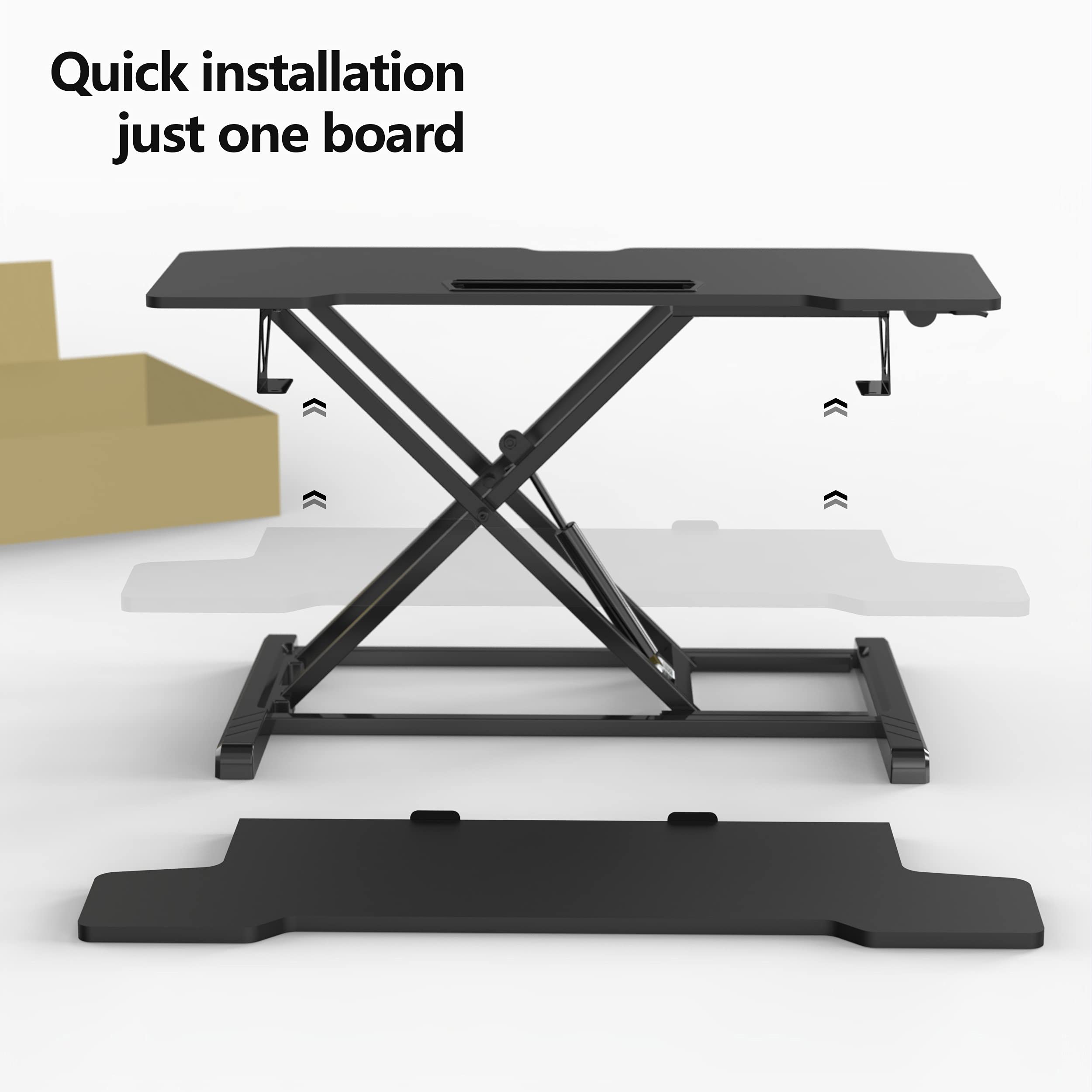 FENGE Height Adjustable Standing Desk Converter 36" Wide Sit to Stand Up Desk with Organizer Area for Dual Monitors SD360001WB