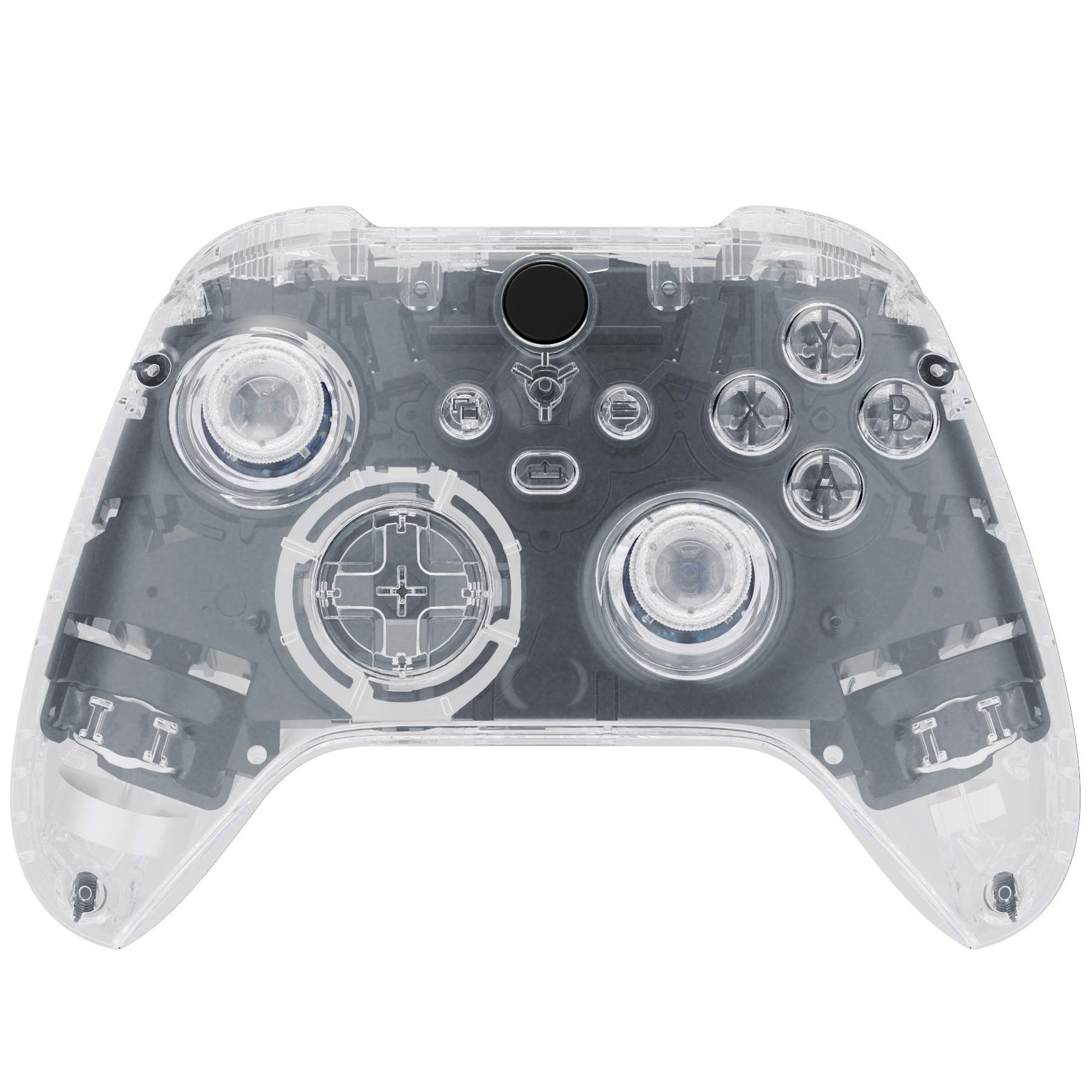 eXtremeRate Full Set Shell Buttons for Xbox Series X & S Controller, Clear Replacement Accessories Side Rails Grips Front Back Plate Cover for Xbox Core Wireless Controller [Controller Excluded]