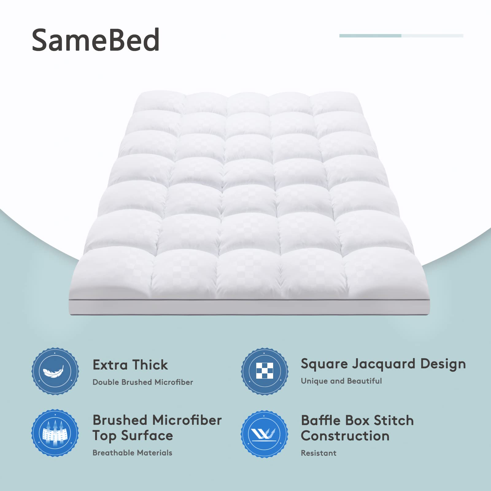 Queen Mattress Topper Extra Thick Stretches up 8-21" Deep Pocket - 2β Thick Double Border Overfilled Quilted Fitted Mattress Pad Breathable Pillowtop with Snow Down Alternative White