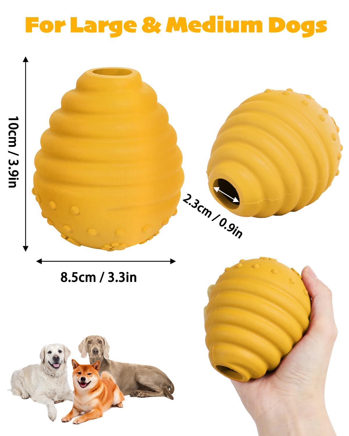 SCHITEC Treat Dispensing Dog Toy, [2 Pack] Interactive Puzzle Slow Feeder Ball for Mental Stimulation, Rubber Enrichment Chew Toys for Small Medium Large Dogs