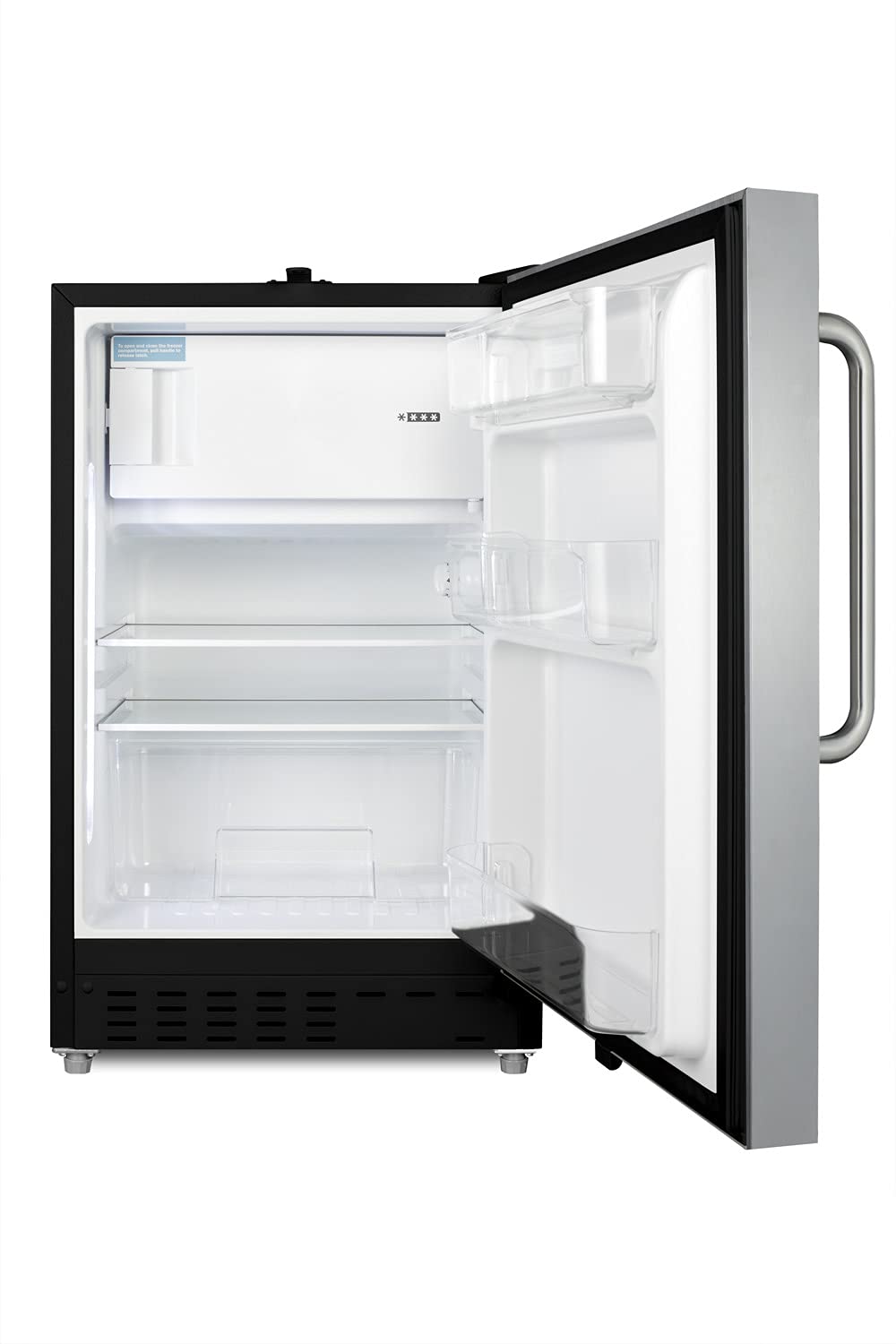 Summit Appliance ALRF49BCSS 20" Wide Built-in Refrigerator-Freezer, ADA Compliant, Adjustable Shelves, 2.68 cu.ft Capacity, Manual Defrost, Adjustable Thermostat, Stainless Steel Door