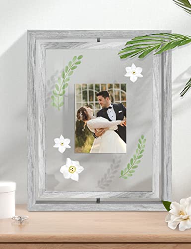 SUMGAR 8x10 ππππ©πͺπ§π ππ§ππ’π Gray ππ€π©ππ©ππ£π Floating Frames Set of 2, Double Sided Picture Frames Wooden Frames for Plants Pressed Flowers Floating Effect Display