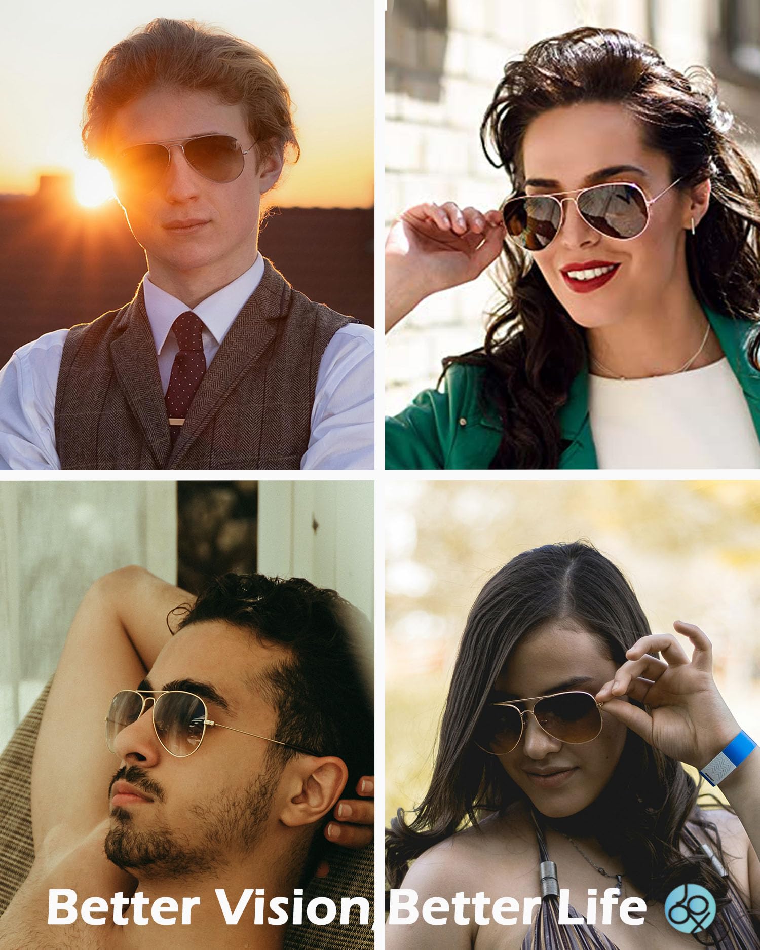 JOOX Polarized Aviator Sunglasses for Women Men, UV400 Protection Lens and Lightweight Metal Pilot Frame