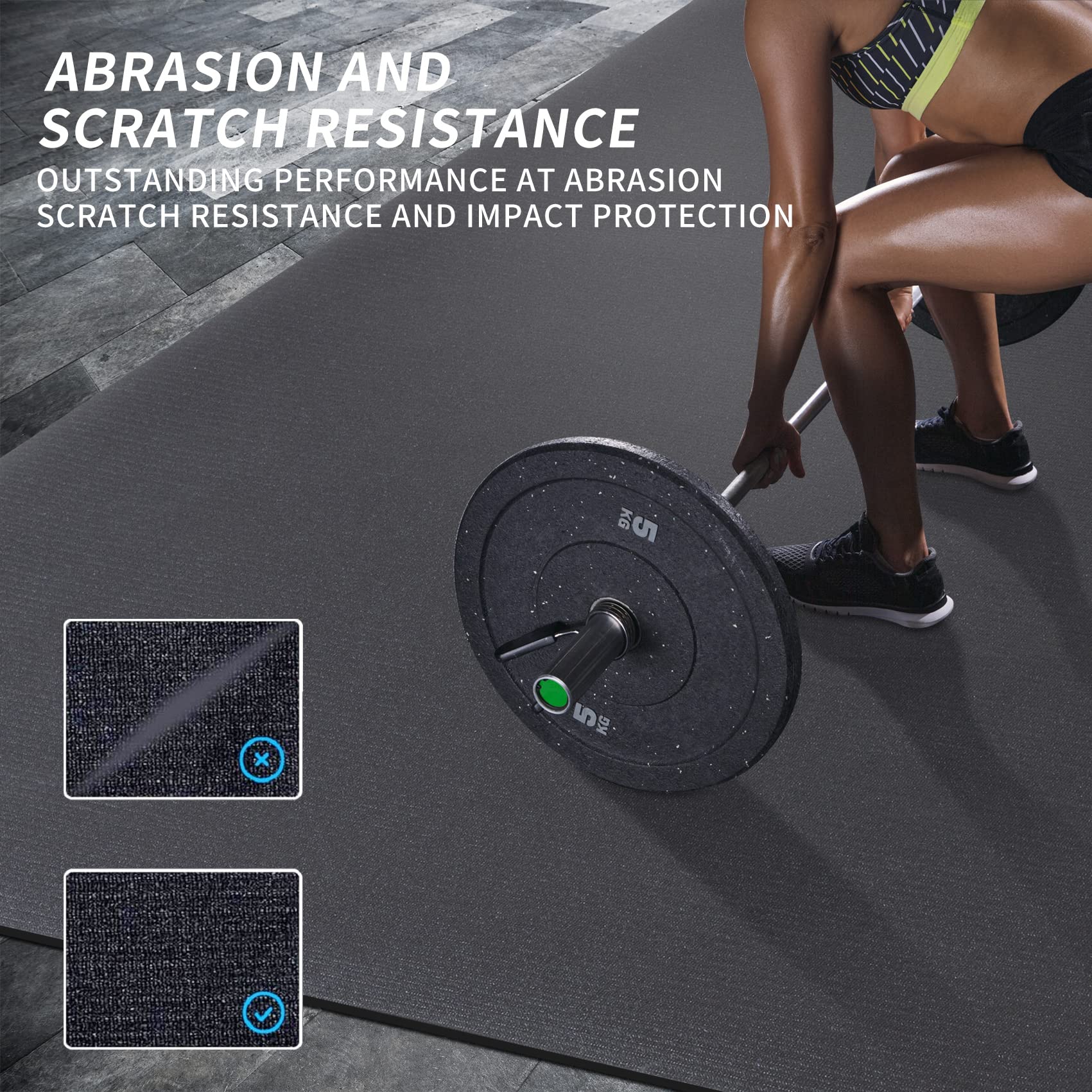 Extra Large Exercise Mat 9' x 6' x 7mm, High-Density Workout Mats for Home Gym Flooring, Non-Slip, Extra Thick Durable Cardio Mat, Ideal for Plyo, MMA, Jump Rope - Shoe Friendly Black