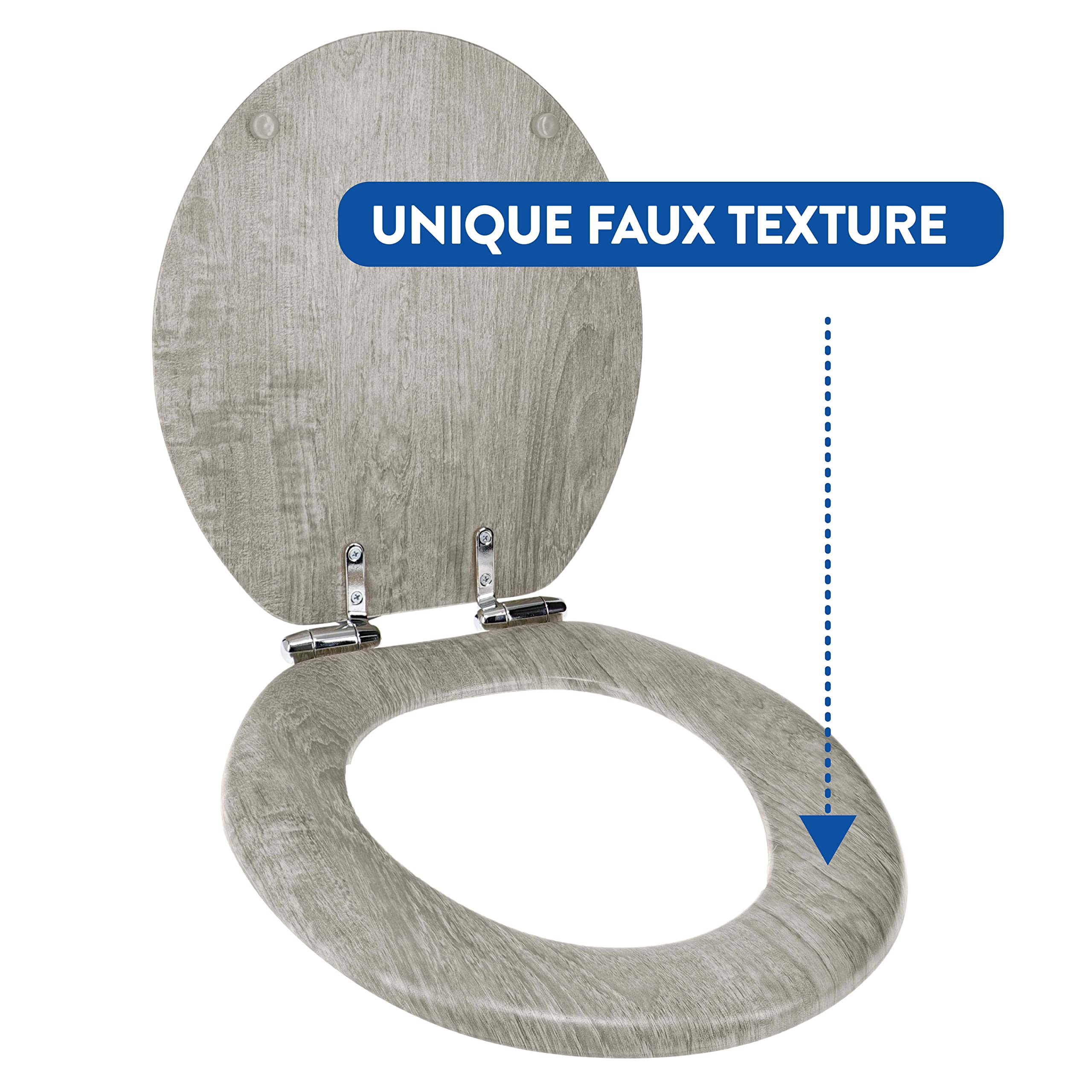 Ginsey Home+Solutions Distressed Grey Wood Round Toilet Seat 12015