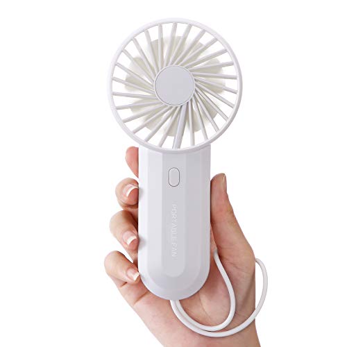 SmartDevil Portable Handheld Fan, Mini Dual-Bladed Hand Fan, 4000mAh Small Personal Rechargeable Battery Operated Fan, Powerful Wind, 3 Speed Adjustable, Hand Held Fan For Outdoor, Travel (White)