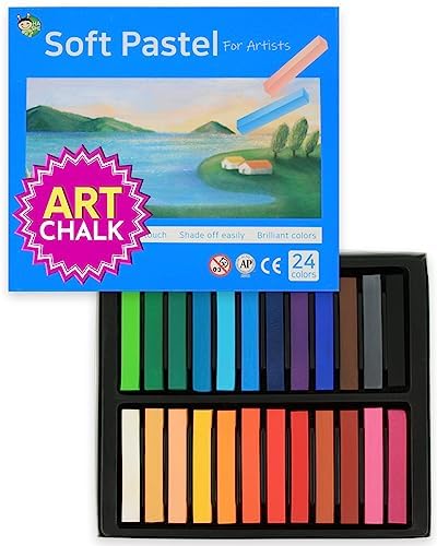 HA SHI Soft Chalk Pastels, 24 Assorted Colors Non Toxic Art Supplies, Square Charcoal, Drawing Media for Artist Stick Pastel for Professional, Kids, Beauty Nail Art, Pan Chalk Pastels