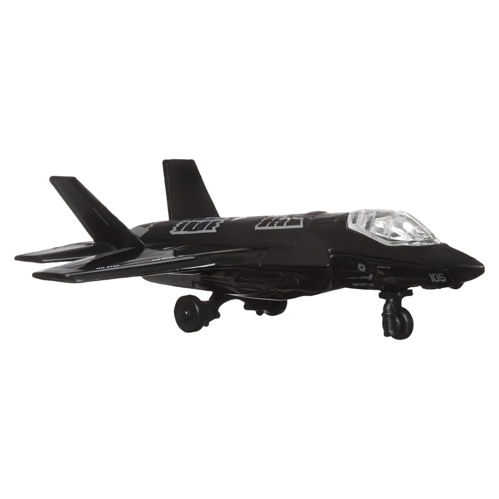 Matchbox Collectible Die-Cast Metal Sky Busters Inspired by Lockheed Martin F-35 Lightning Jet - HVM40 ~ Black and Silver Stealth Combat Fighter Jet Airplane ~ Includes Playmat