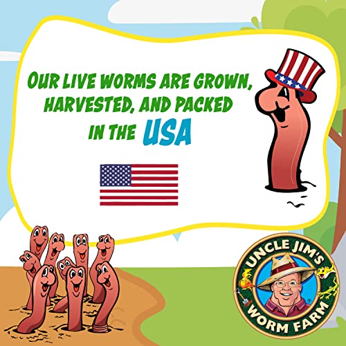 Uncle Jim's Worm Farm Red Wiggler Live Composting Worms Mix for Garden Soil or Fishing | Pack of Compost Improves Structure and Quality Healthier Gardens 250 Count