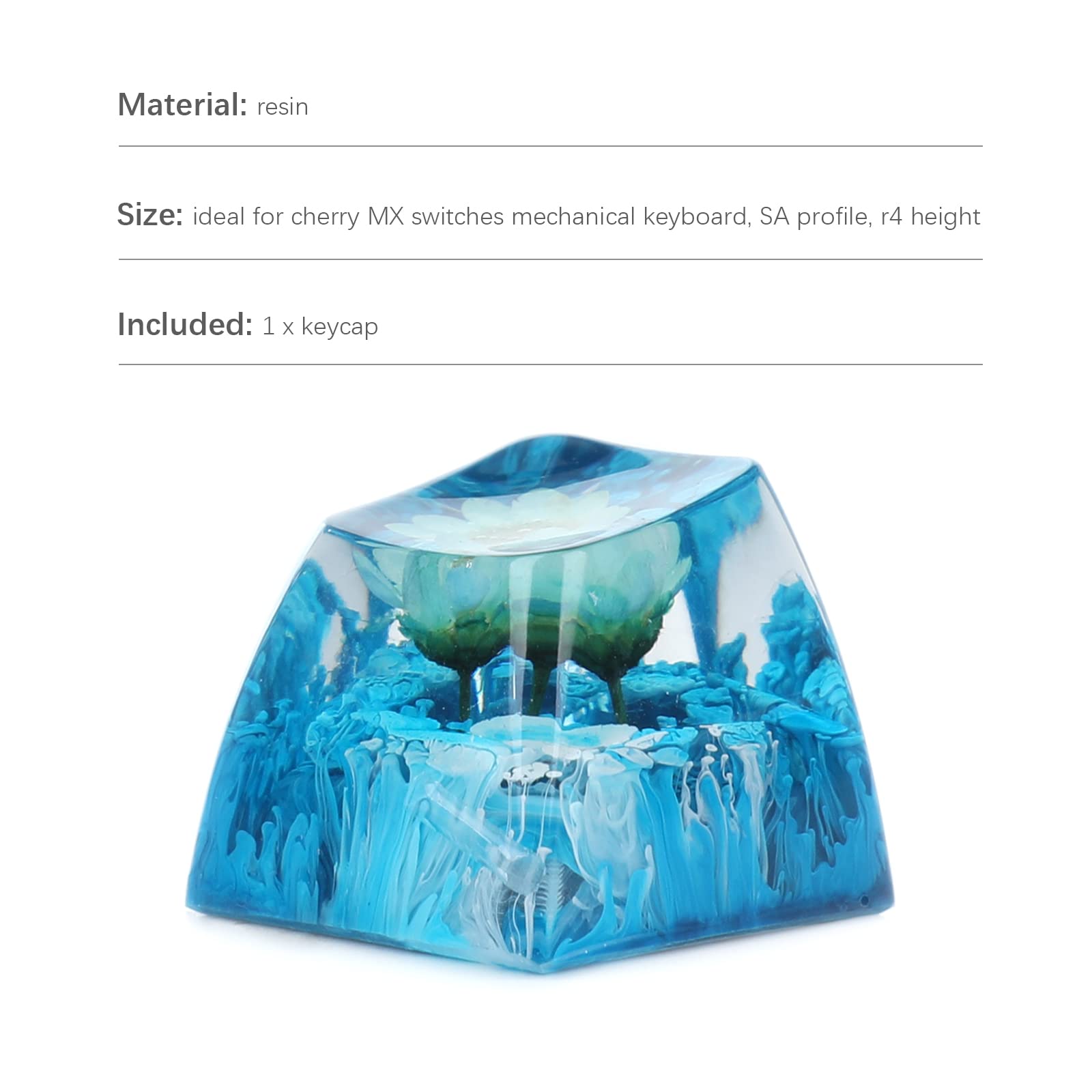 Pearlead Resin Backlit Keycap SA Profile Keycap R4 Keycap Esc Keycap Gaming Keyboard Keycap DIY Replacement Keycap for Mechanical Keyboard MX Switch Bluebell
