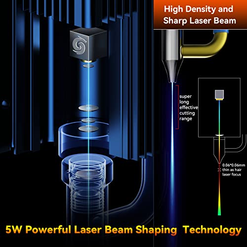 SCULPFUN S30 Laser Engraver with Air Assist, 5W Laser Cutter 0.06 * 0.06mm Accuracy Laser Engraving Machine, 935 * 905mm Extendable Working Area 10X Lifespan Laser Engraver for Wood and Metal