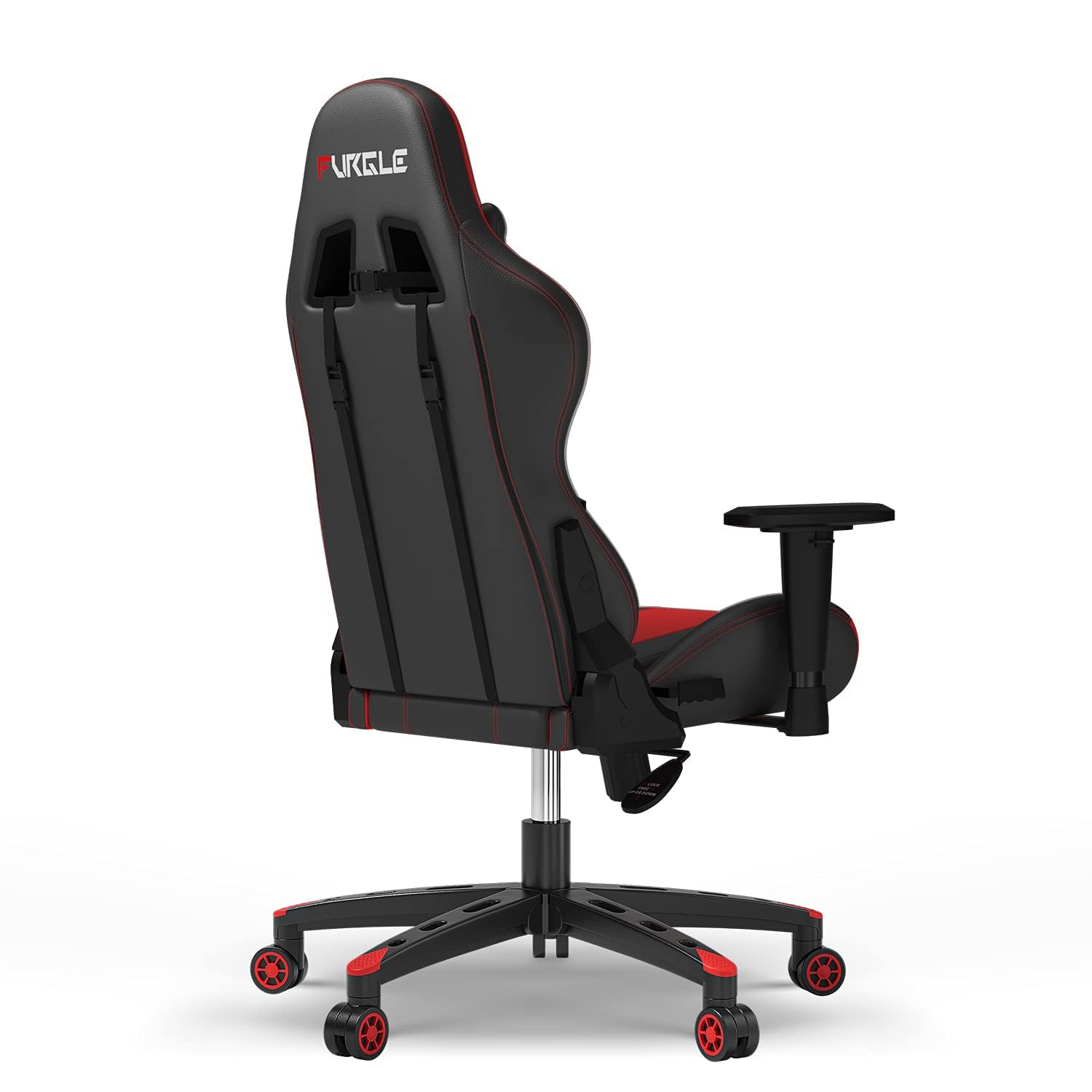 Furgle Gaming Chair with Footrest, Office Ergonomic Computer Chair with Lumbar Support, Height Adjustable Video Gaming Chair with 360°-Swivel Seat and Headrest, (Pro-Black/Red)