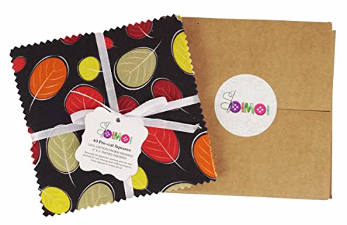 Soimoi Autumn Fall Theme Print Precut 5-inch Cotton Fabric Quilting Squares Charm Pack DIY Patchwork Sewing Craft- Multicolor