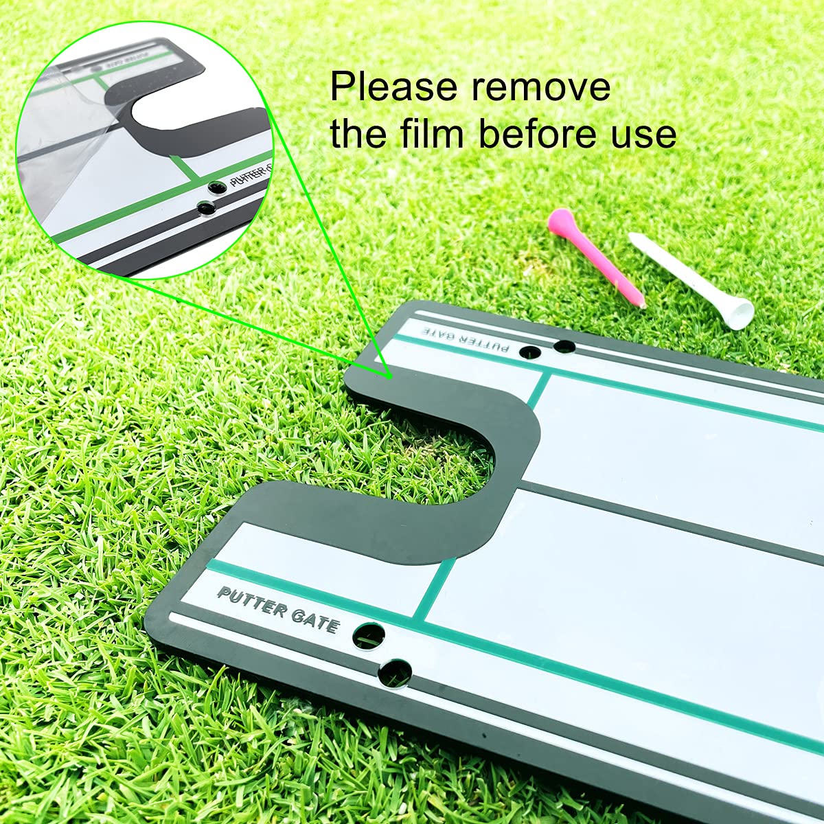 GLANC Golf Putting Mirror Practice Set, 2 in 1 Set Golf Putting Training Aid Equipment - Putting Alignment Mirror with Carry Bag and Golf Putting Hole Cups to Improve Your Putting