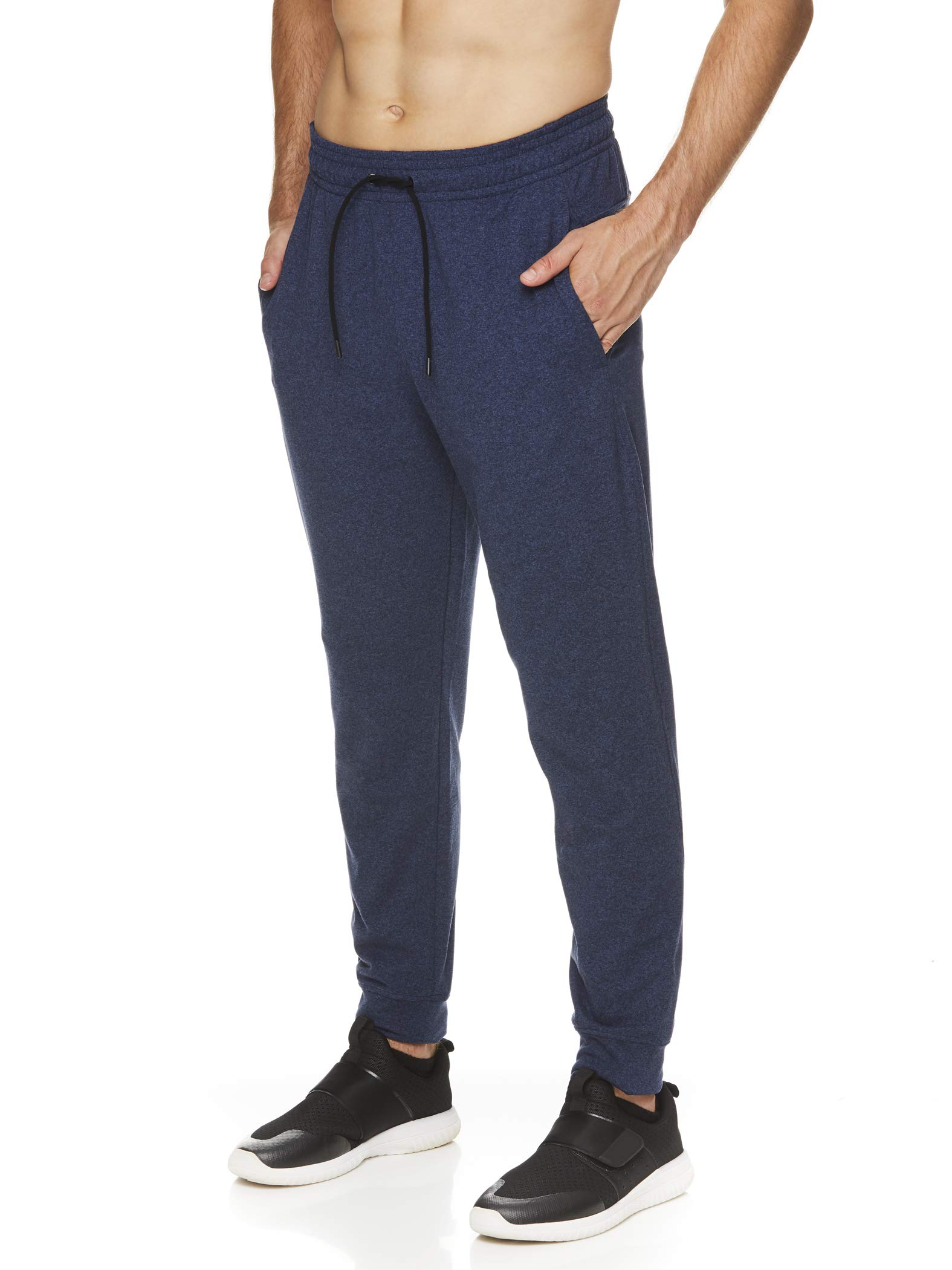 Gaiam Men's Restorative Fleece Yoga Pants - Performance Running & Workout Sweatpants - Restorative Navy Heather, Large
