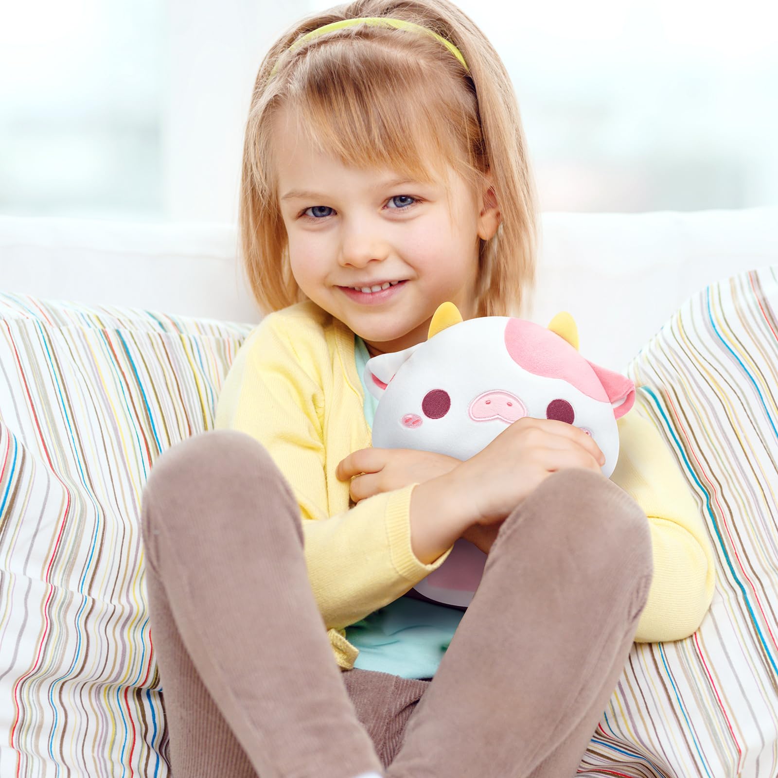 Mewaii Scented Stuffed Animal, Cute Strawberry Cow Plush with Sweet Strawberry Scented Microbeads, Pink Strawberry Plush Toy for Hugging Plush & Decor Pillow