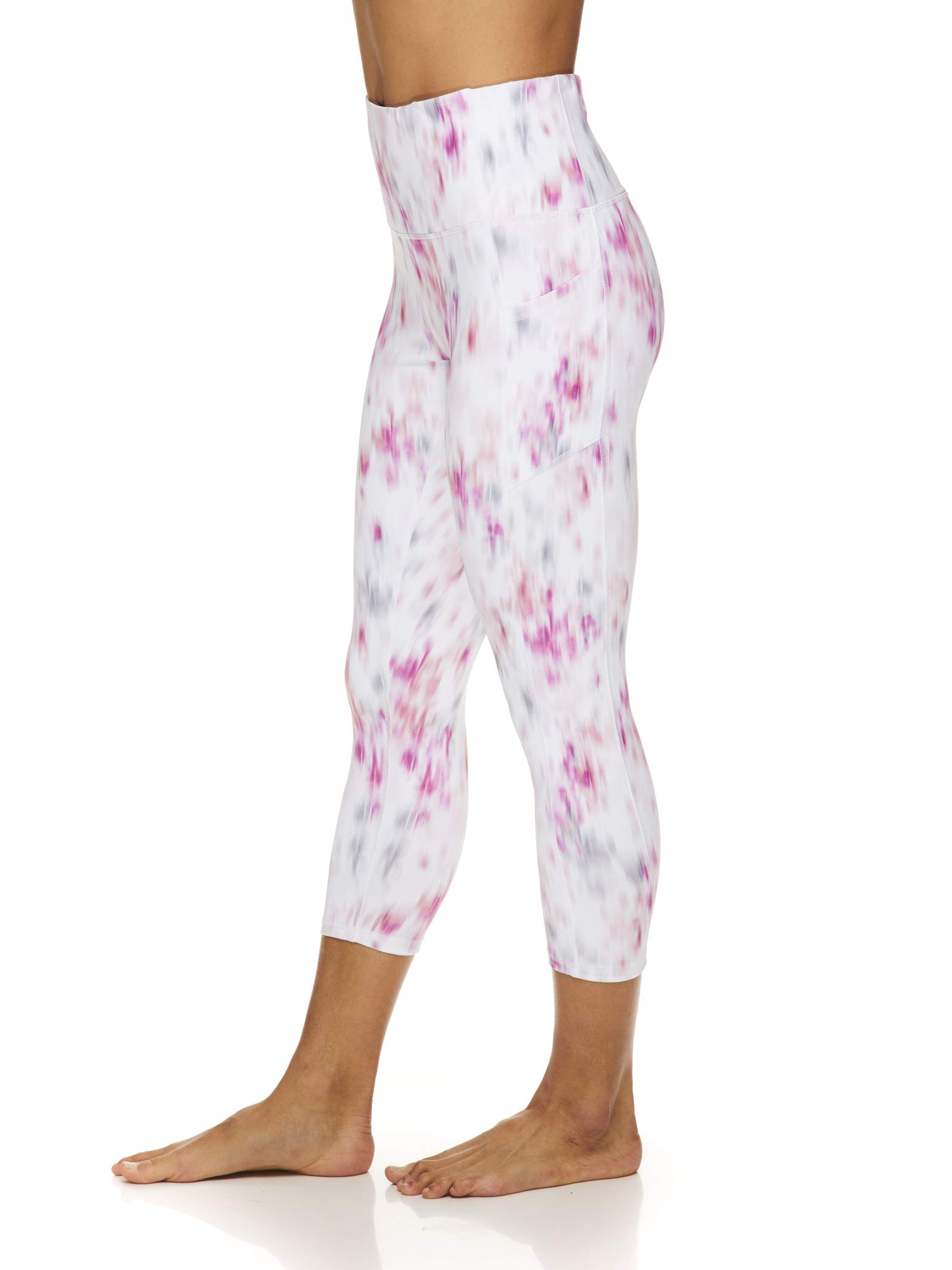 Gaiam Women's High Waisted Capri Yoga Pants - High Rise Compression Workout Leggings - Athletic Gym Tights - Bright White, Small