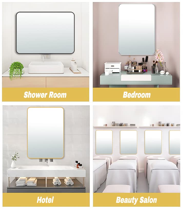 SCWF-GZ 16x24 Square Mirror Full Length Wall Mounted Hanging or Against Wall Metal Frame Dressing Make-up Mirrors for Entryway Bedroom Bathroom Living Room 16 24 inch Silver