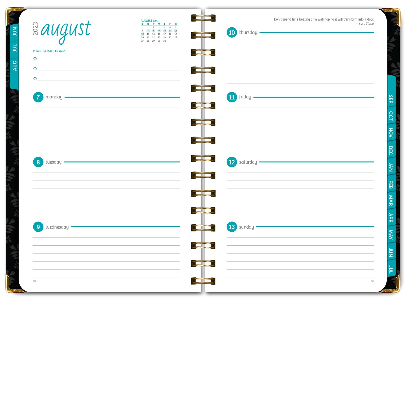 HARDCOVER Academic Year 2023-2024 Planner: (June 2023 Through July 2024) 5.5"x8" Daily Weekly Monthly Planner Yearly Agenda. Bookmark, Pocket Folder and Sticky Note Set (Sugar Skull)