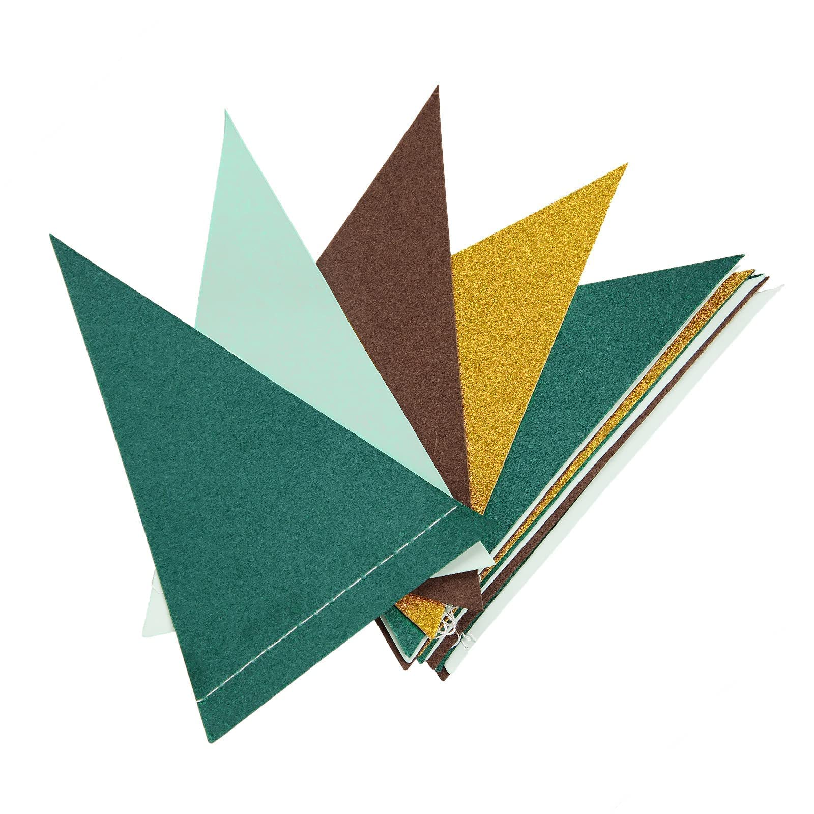 Sage-Green Gold Brown Party Decorations - 2 Pack Paper Pennant Banner Triangle Flags Hanging Backdrop Decor For Gender Neutral Baby Shower,Bridal Shower,Birthday With Boho,Rustic,Forest,Woodland Theme