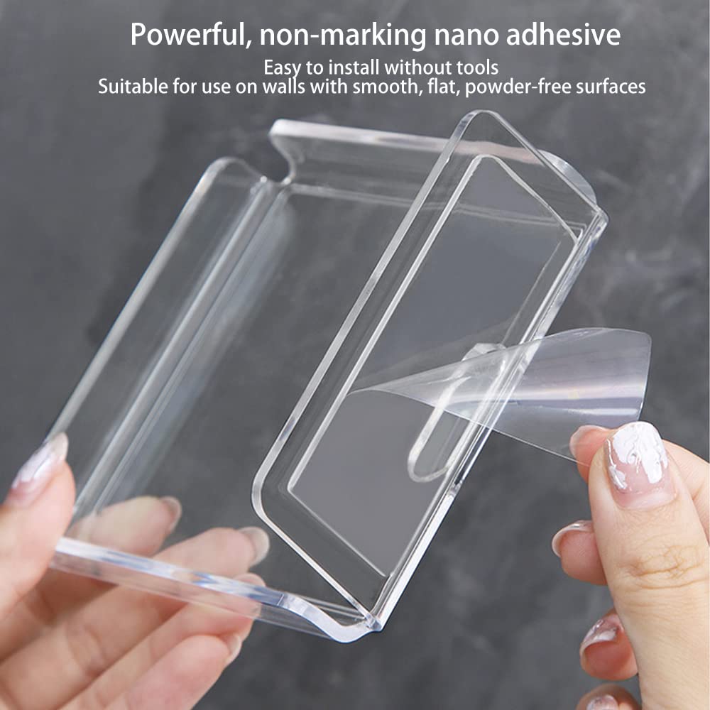 REQO Acrylic Floating Small Wall Shelves,Mini Wall Mounted Hanging Display Shelves, Universal Adhesive Shelf Easy to Install No Drill,for Security Cameras, Baby Monitors, Smart Speaker (2pcs)