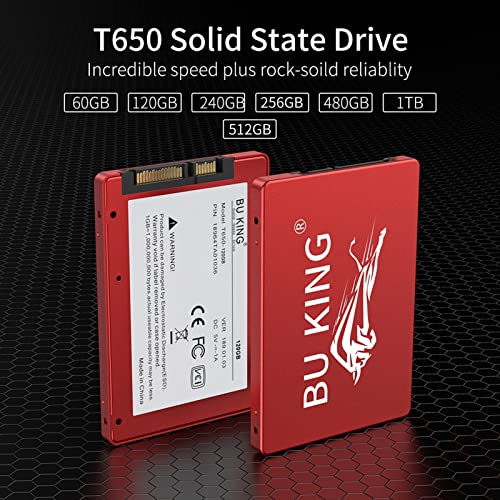 JENPECH Solid State Drive High Reliability SATA 3.0 Solid State Hard Disk Large Memory Easy Installation 60/120/240/256/480/512GB/1TB 2.5 Inches Powerful Metal for BU King 256GB