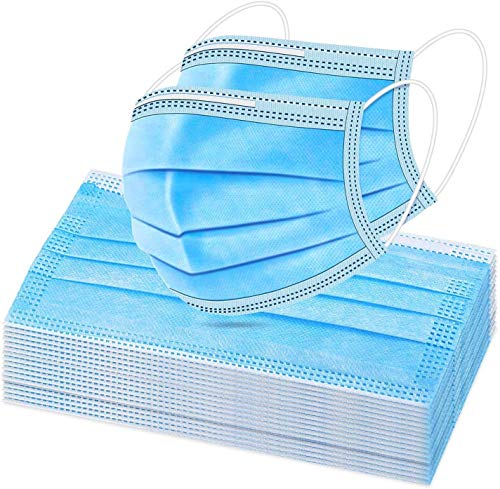 Perynt [Pack of 2000] Blue Disposable Face Masks Protective 3-Ply Breathable Comfortable Nose/Mouth Coverings for Home & Office Elastic Ear Loop 3-Layer Safety Shield for Adults/Kids. Bulk Face Mask.