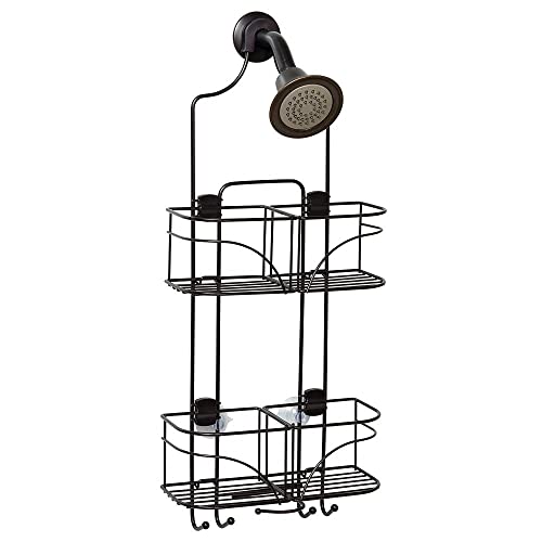 Millioder Expandable Over-the-Showerhead Caddy, Bronze Gorgeou Bathroom organizer Bathroom accessories Bathroom storage Shower organizer Wall shelf Shelf organizer Bathroom shelf