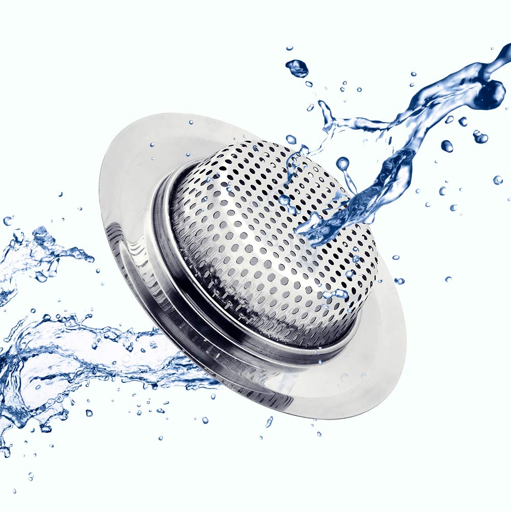 Kitchen Sink Strainer Basket Drain Catcher (2-pack) - 4.5β Diameter, Wide Rim, Premium Stainless Steel Sink Disposal Stopper, Anti-Clogging Micro-Perforation 2mm Holes Basket Drains Sieve - Rust Free