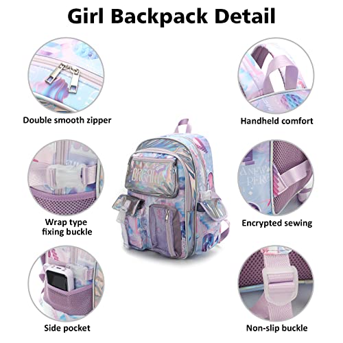 Robhomily 17 Inch Girls Backpack for Elementary School Multi Pocket Pink Backpack for Girls 8-10, Lightweight Kawaii Elementary School Backpack for Girls Waterproof