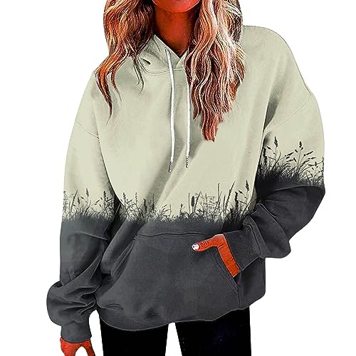 FABFEGU Refunds,Womens Sweatshirt Women's Long Sleeve Gradient Line Print Hooded Fashion Sweater under Shirts Women (Grey-e, S)