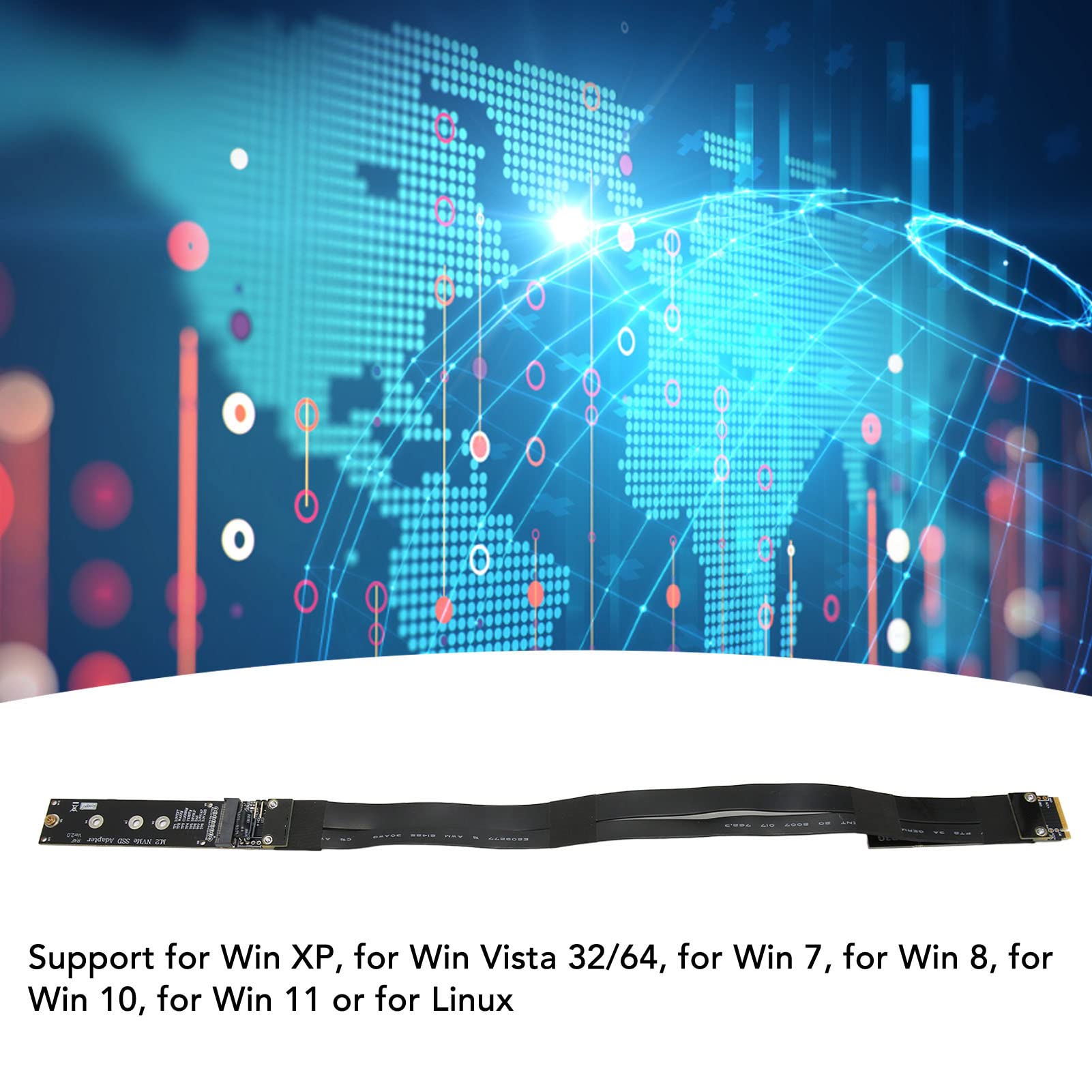 M.2 NVMe SSD Extension Cable, SSD Extension Cable Small Compact Easy Installation 32Gbps Transfer for Home (30cm)