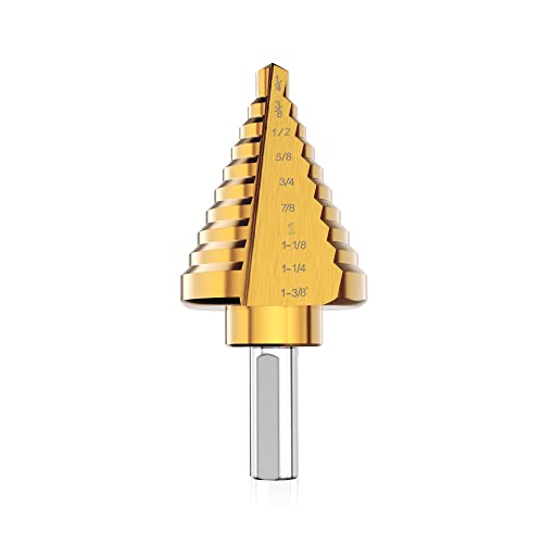 Luckyweld Step Drill bit Set 1/4” to 1-3/8”, Multifunction Triangle Handle Drilling Step Bit Set for Metal and Wood