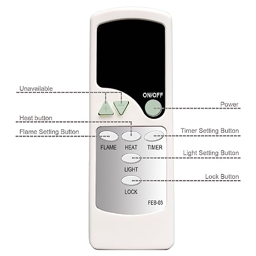 GENGQIANSI Replacement for Febo Flame Electric Fireplace Heater Remote Control ZHS-36-A 15IN-36-095 F15-C-029-088